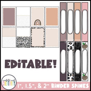 Boho Teacher Binder Covers: Neutral Editable Classroom Decor (digital ...