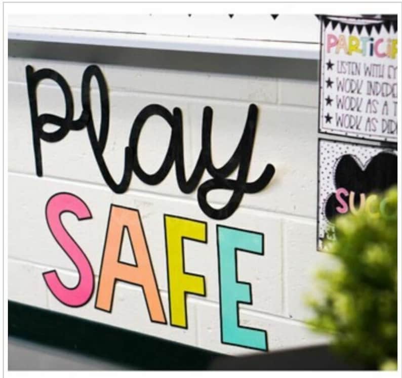 Classroom Expectations Sign: Work Hard, Be Kind, Play Safe (digital ...