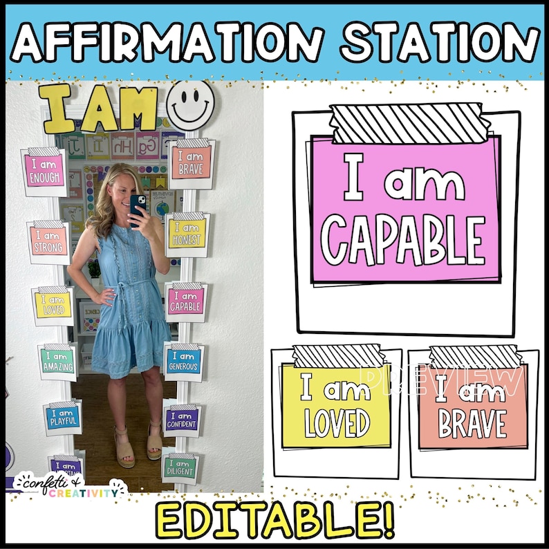 Colorful Classroom Affirmation Station: Bright Decor (digital Download ...