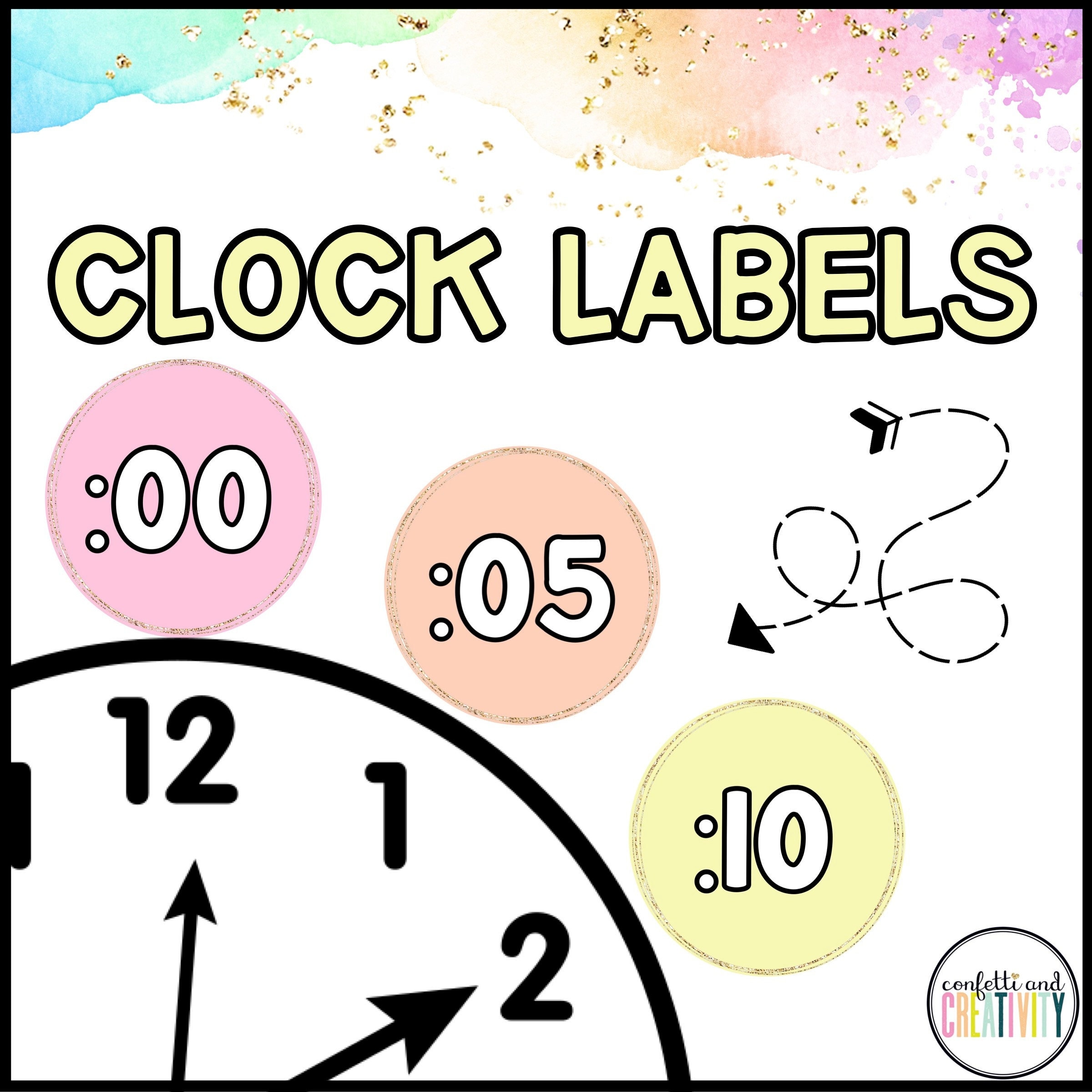 Pastel Classroom Clock Labels: 5-minute Intervals (digital Download) - Etsy