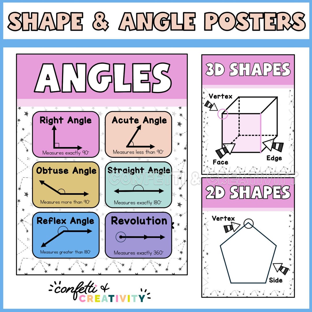 Space Geometry Posters Printable | 2D & 3D Shapes and Angles | Math ...