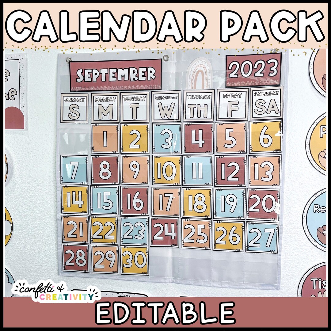Neutral Classroom Calendar Pack | Pocket Chart Calendar Cards | Flip ...