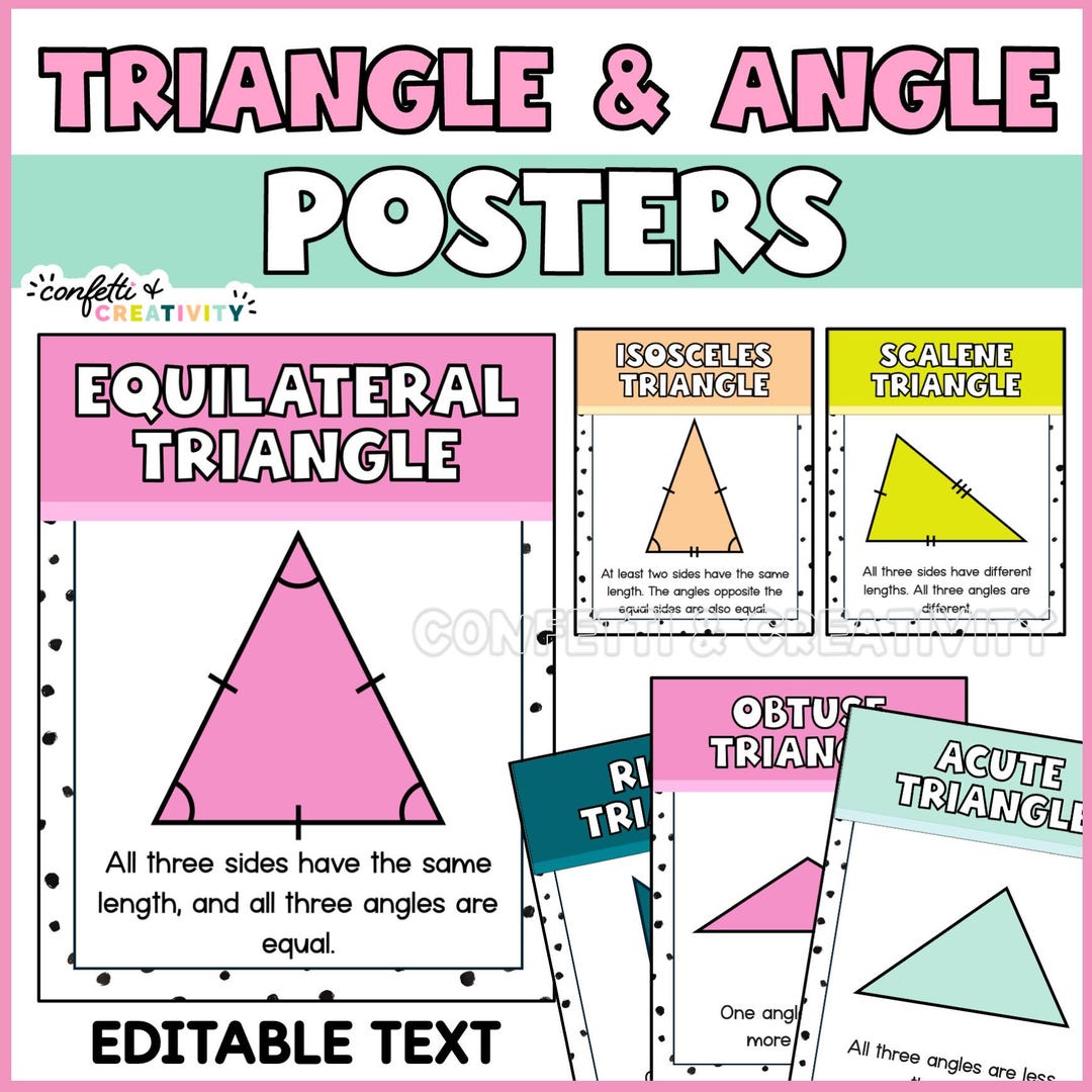 Triangles & Angles Geometry Posters | Math Classroom Decor | Printable ...