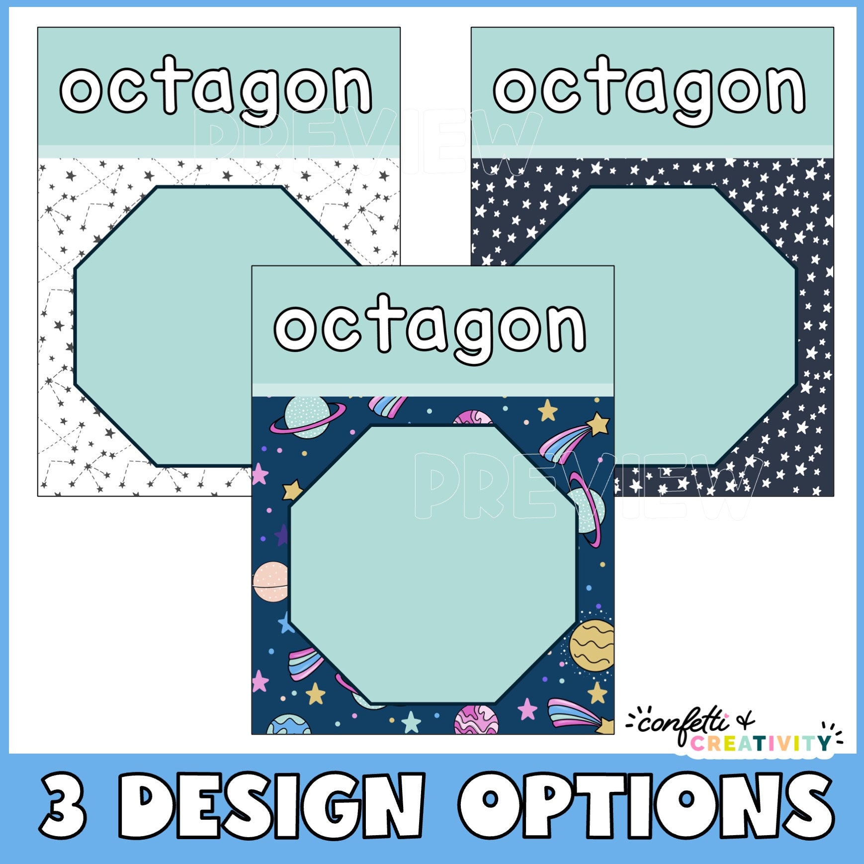 Space Classroom Shapes Posters: 2D & 3D Shapes (digital Download) - Etsy