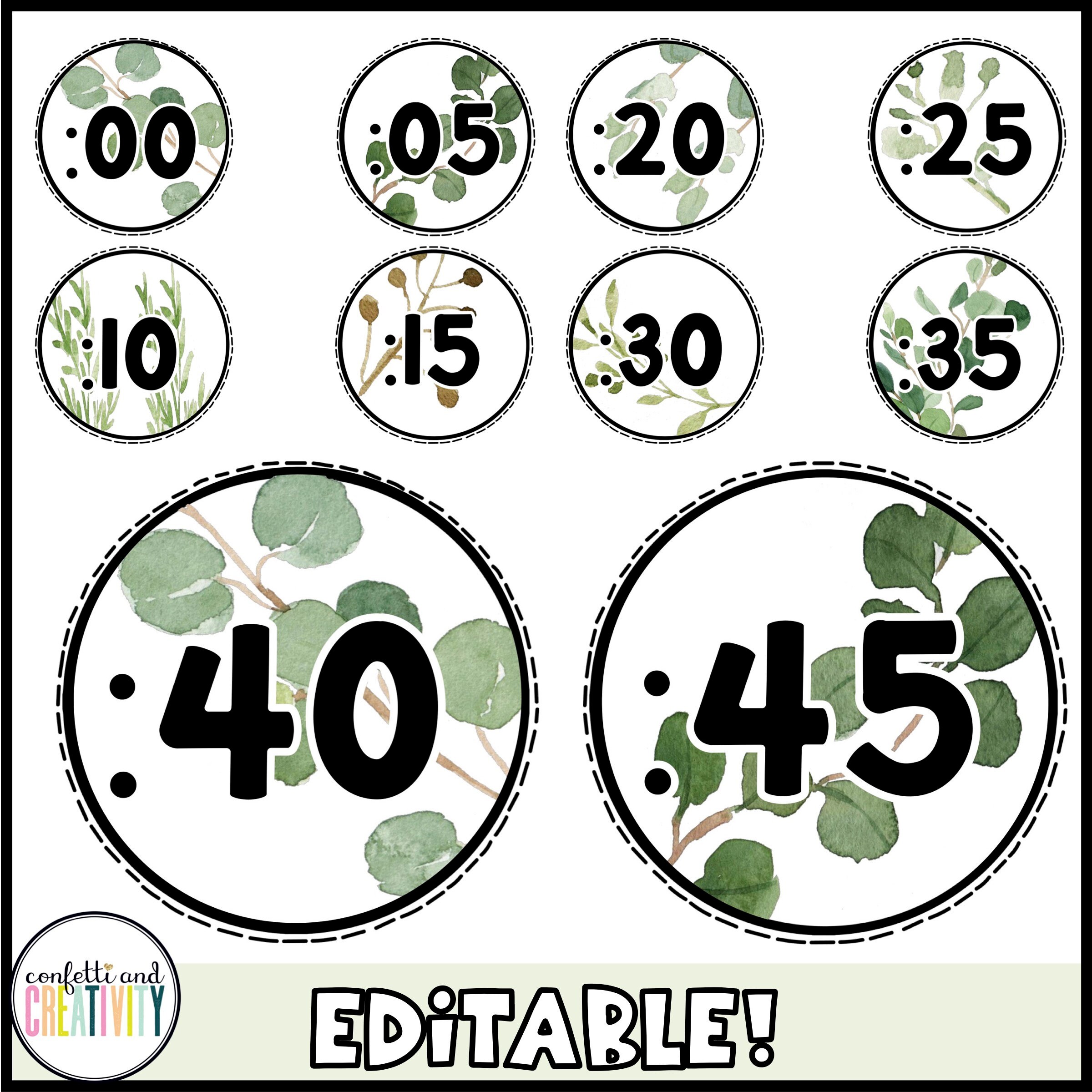Farmhouse Classroom Clock Labels: 5-minute Intervals (digital Download ...