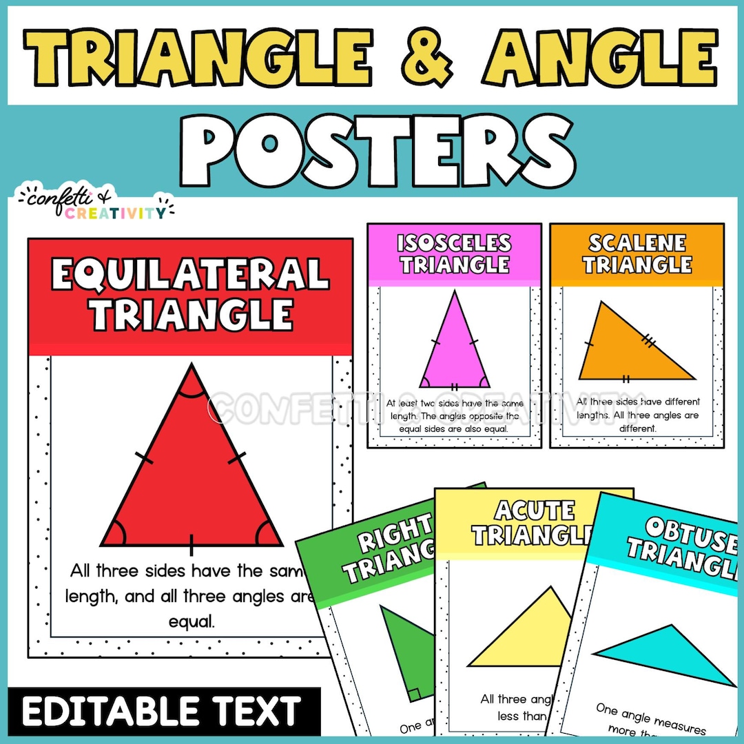 Triangles & Angles Geometry Posters | Math Classroom Decor | Printable ...