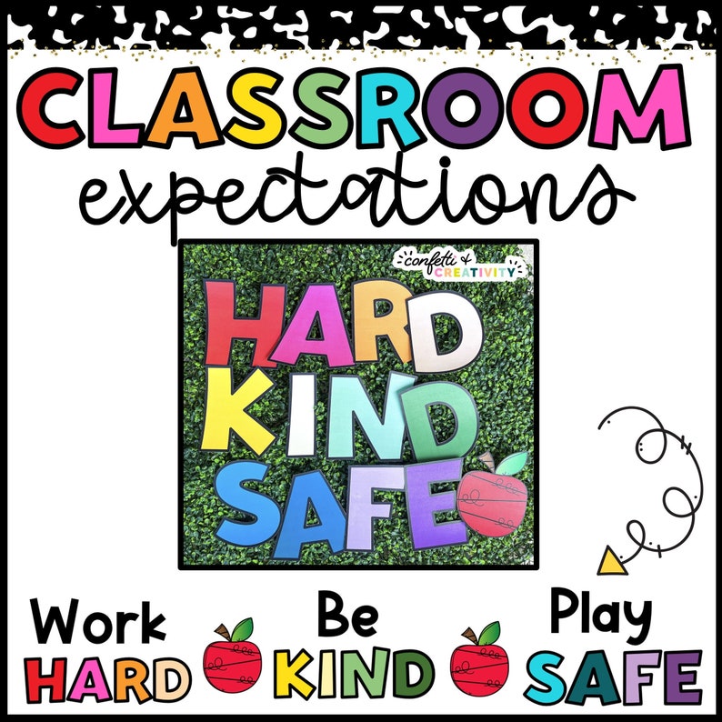 Classroom Rules Sign: Work Hard, Be Kind, Play Safe (digital Download ...