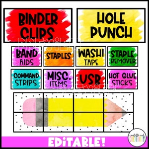 Watercolor Teacher Toolbox Labels: Colorful Classroom Decor (digital ...