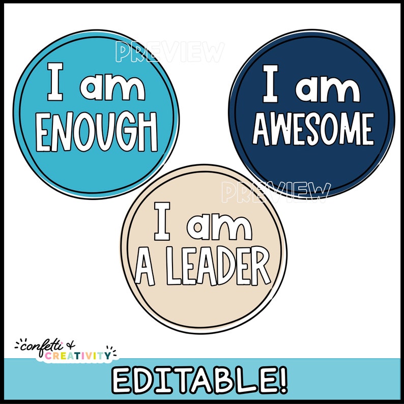 Ocean Blue Classroom Affirmation Station: Positive Affirmation Mirror ...