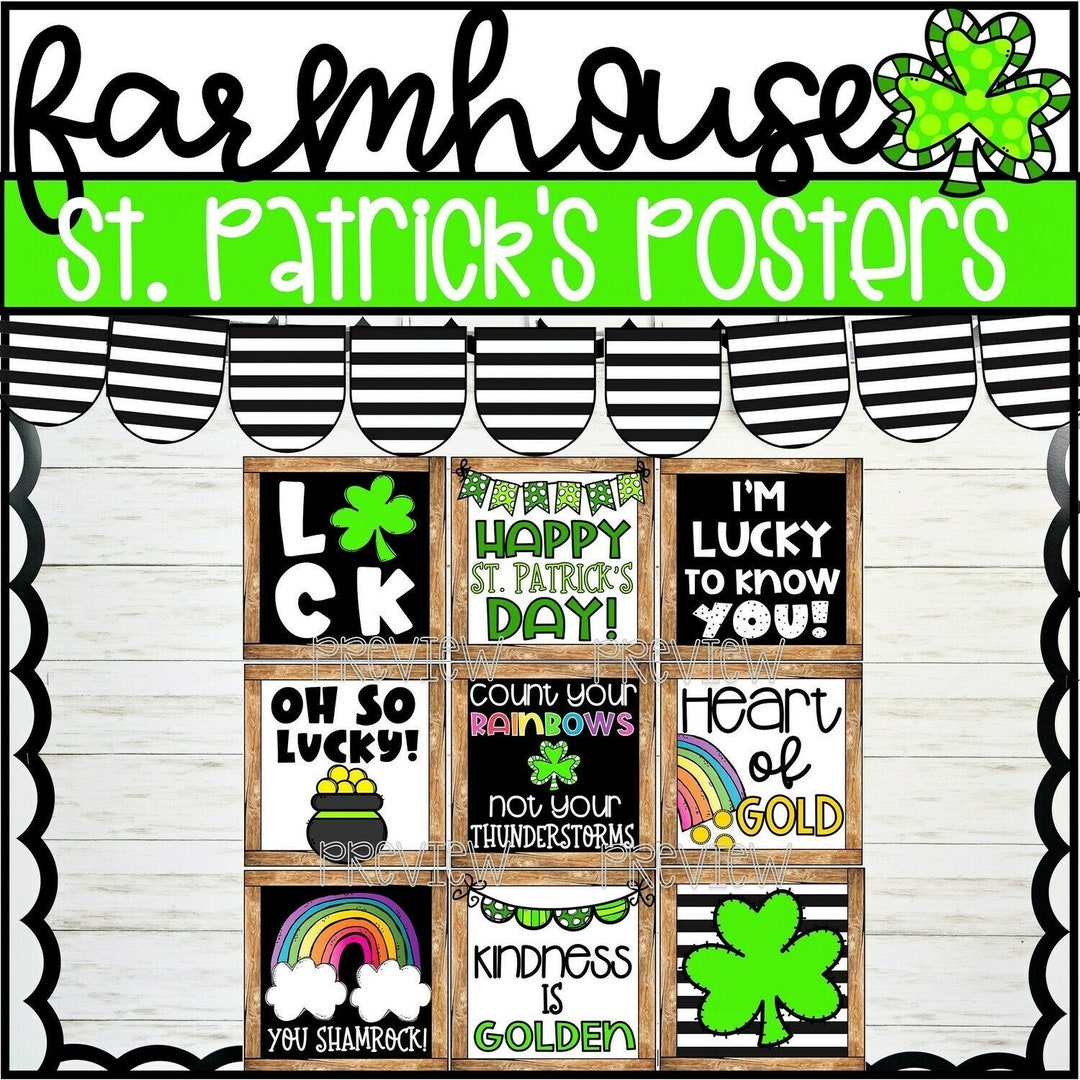 ST PATRICK'S DAY Bulletin Board Posters | St. Patrick's Classroom ...