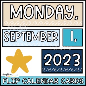 Ocean Classroom Calendar Pack | Pocket Chart Calendar Cards | Flip ...