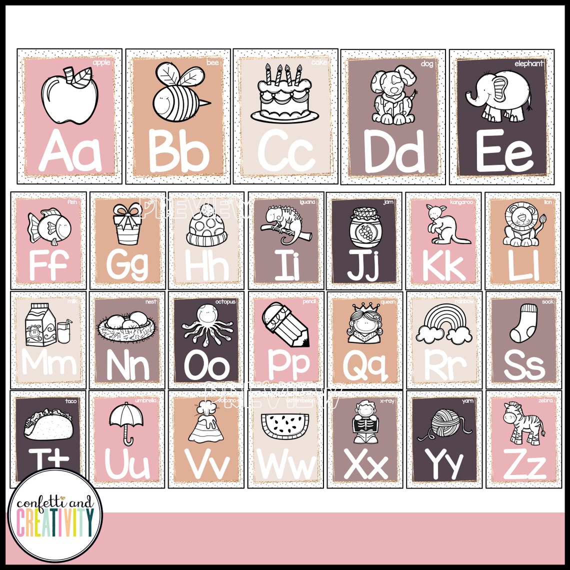 Boho Neutral Classroom Alphabet Posters Alphabet Display - Etsy
