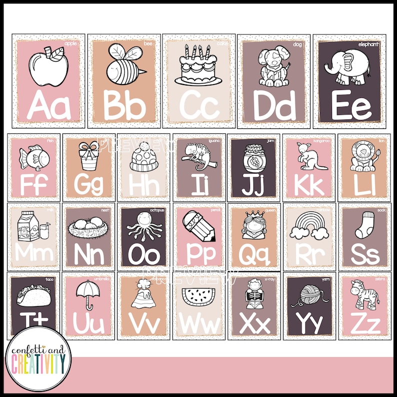 Boho Neutral Classroom Alphabet Posters Alphabet Display - Etsy