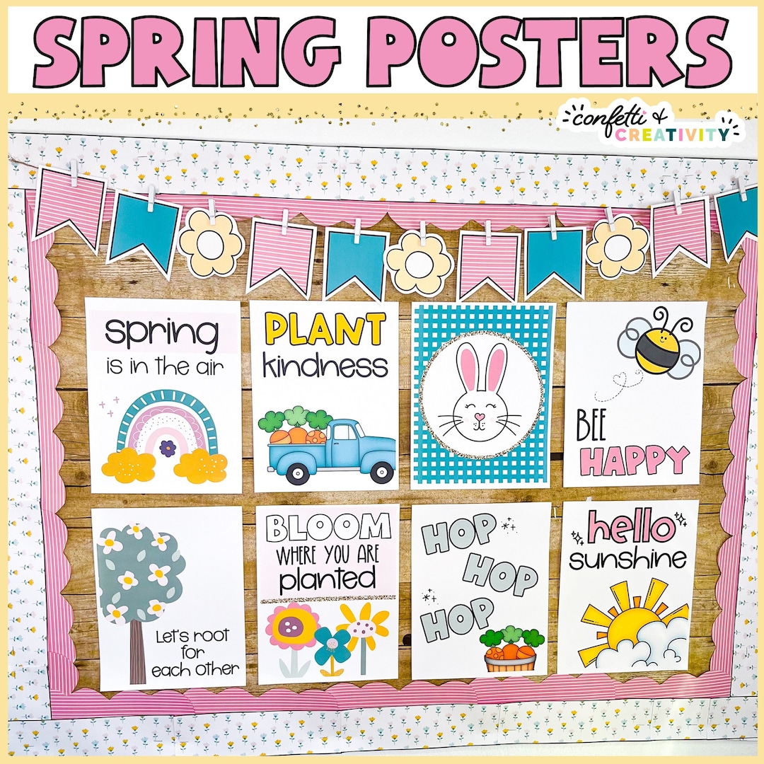 Spring Bulletin Board Posters | Spring Classroom | Bulletin Board Kit ...