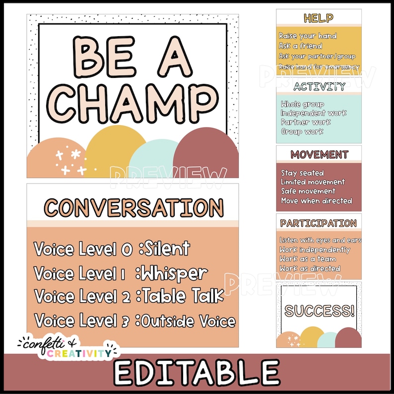 Neutral CHAMPS Classroom Posters: Editable Teacher Resource (digital ...
