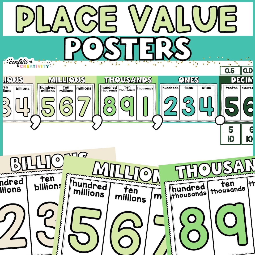 Green Classroom Place Value Posters | Math Posters for Teachers ...