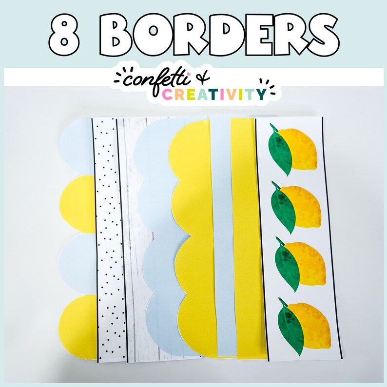 Lemon Classroom Decor: Printable Bulletin Board Borders (digital ...