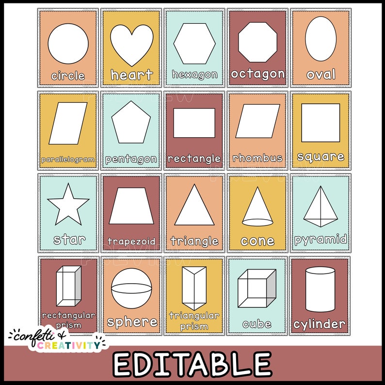 2D & 3D Shapes Classroom Posters: Neutral Elementary Decor (digital ...