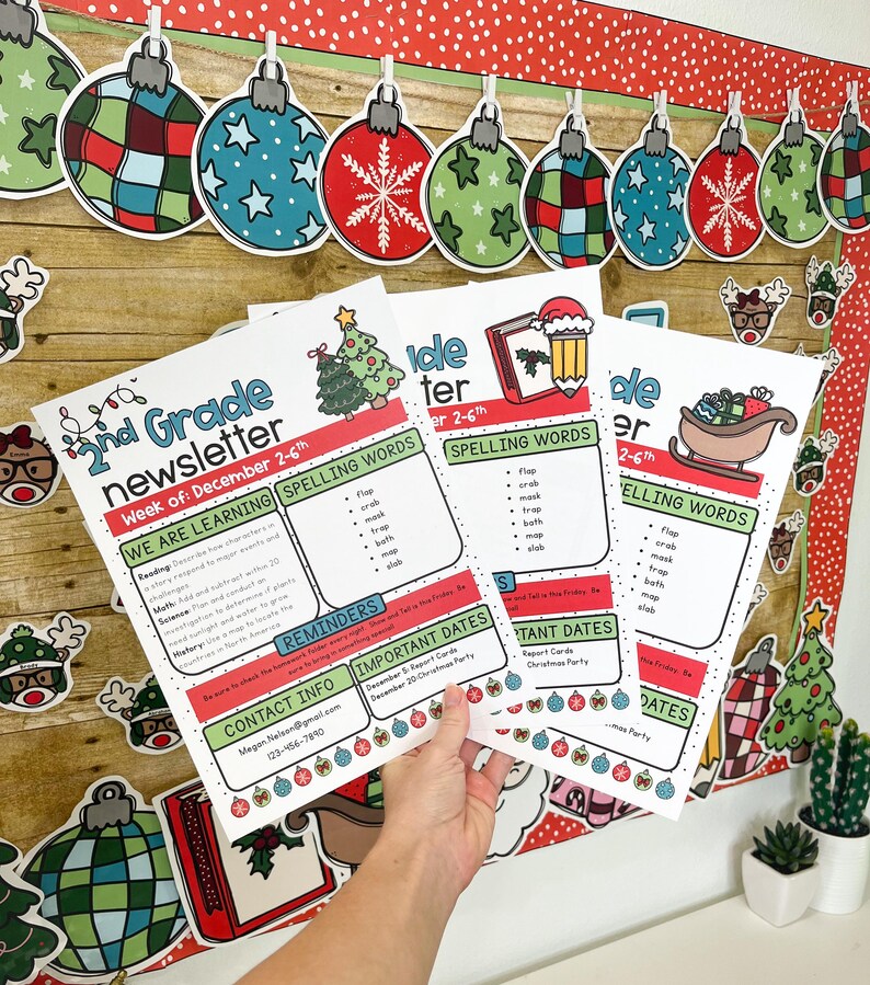 Editable Christmas Classroom Newsletter & Calendar (digital Download ...