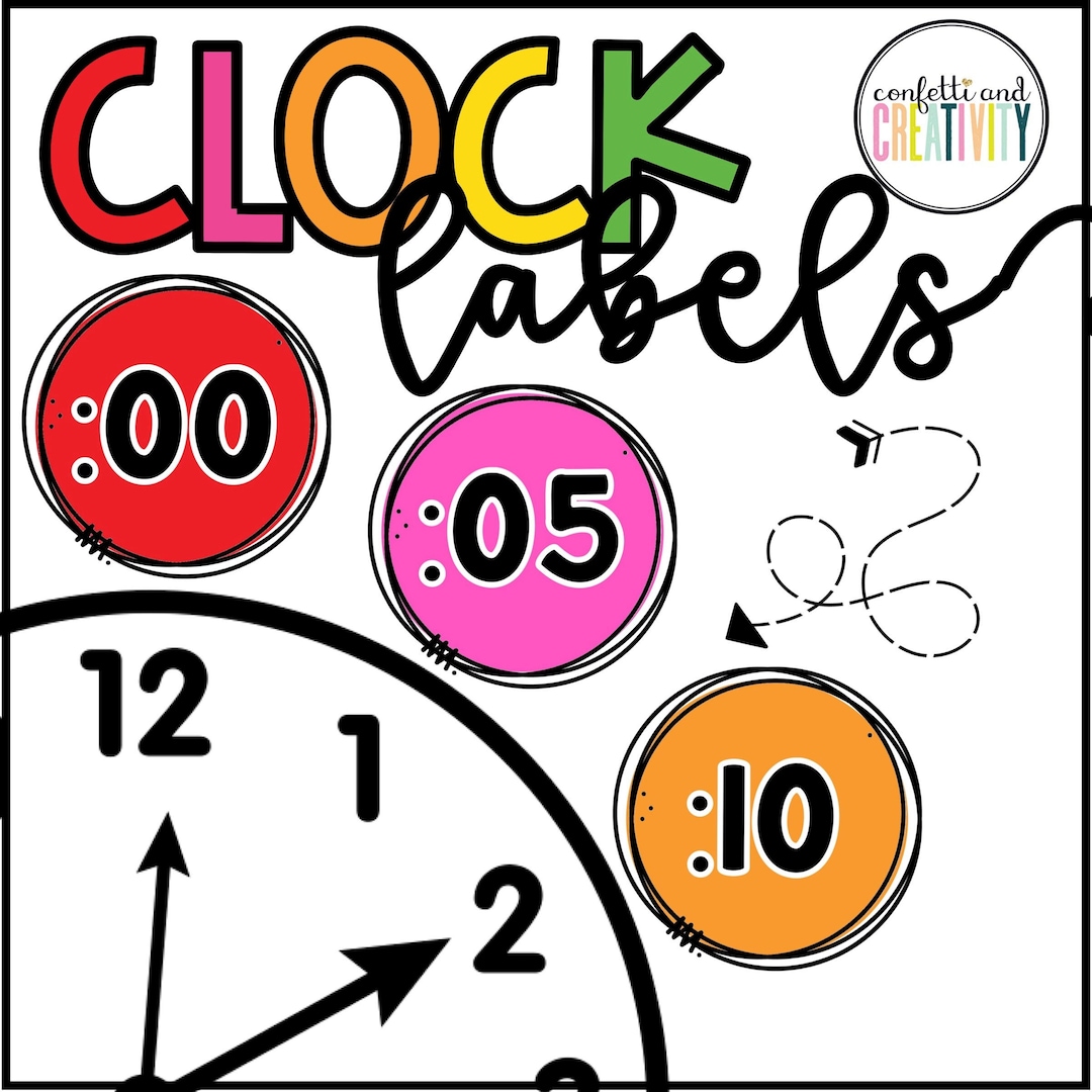 PRINTABLE Classroom Clock Labels | 5 Minute Interval Clock Labels ...