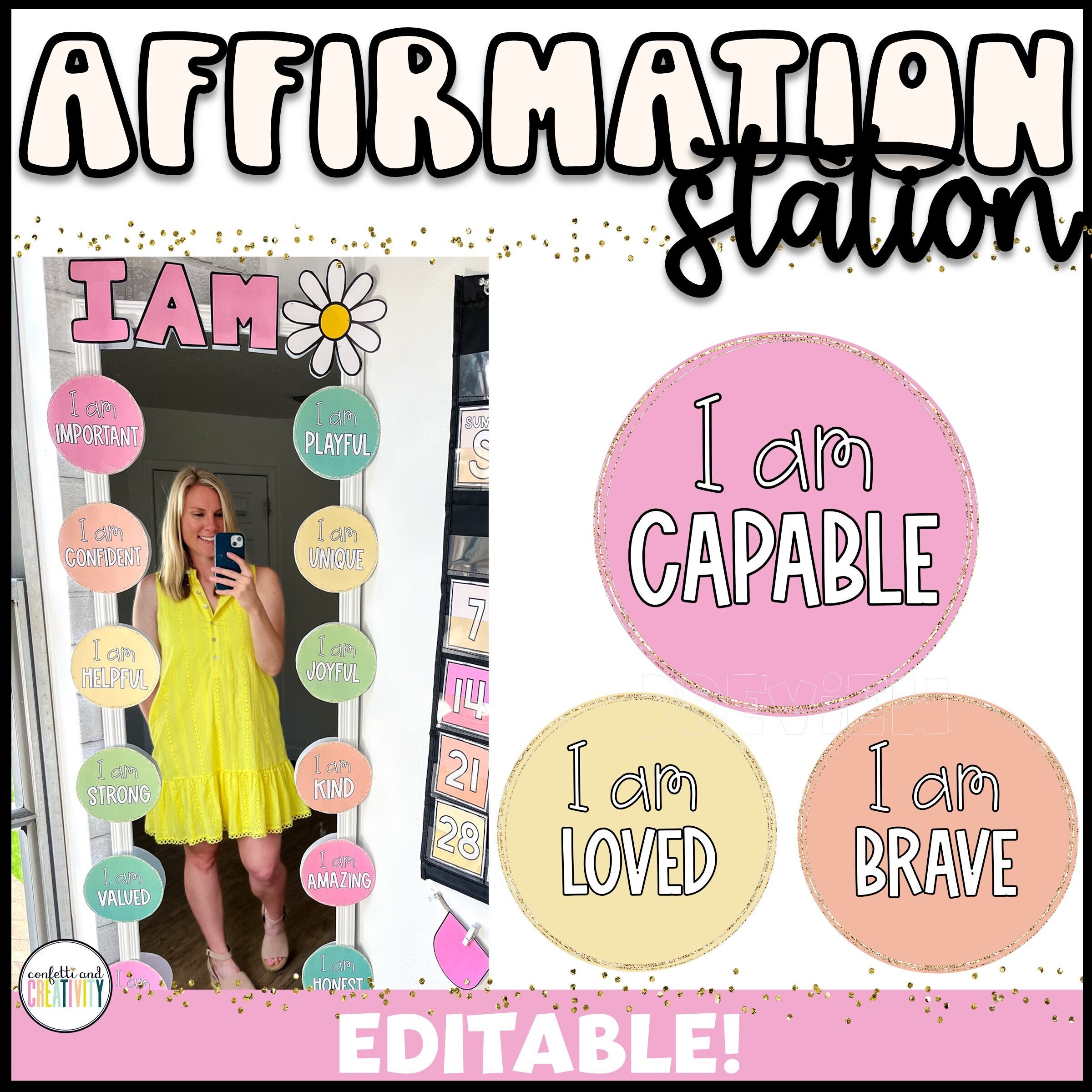 Retro Classroom Affirmation Station: Positive Adjectives (digital ...