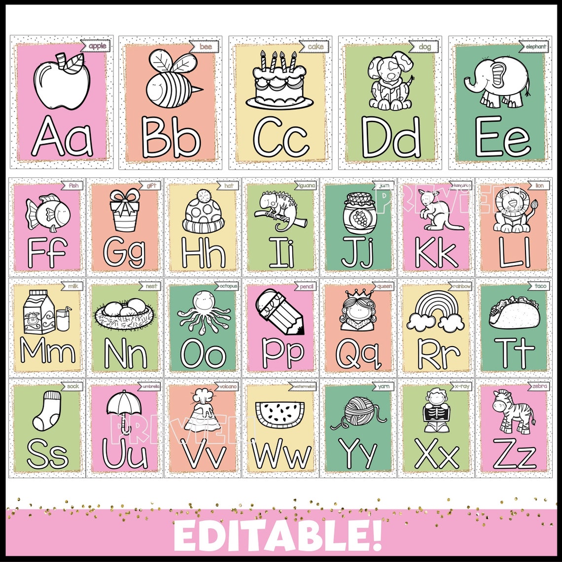 Retro Classroom Alphabet Posters Alphabet Display Animal - Etsy