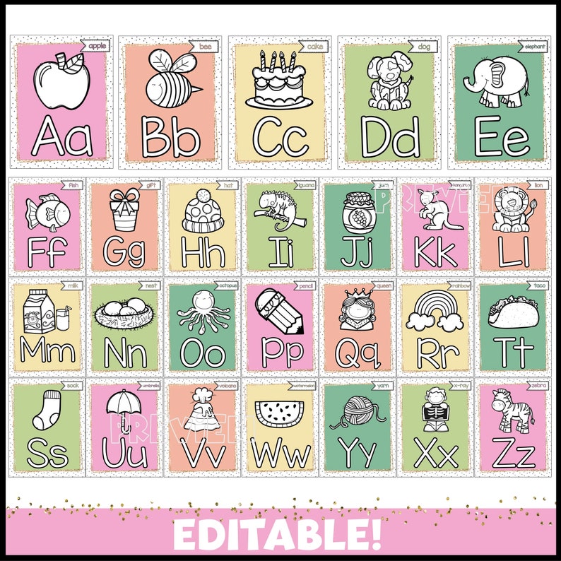 Retro Classroom Alphabet Posters Alphabet Display Animal - Etsy