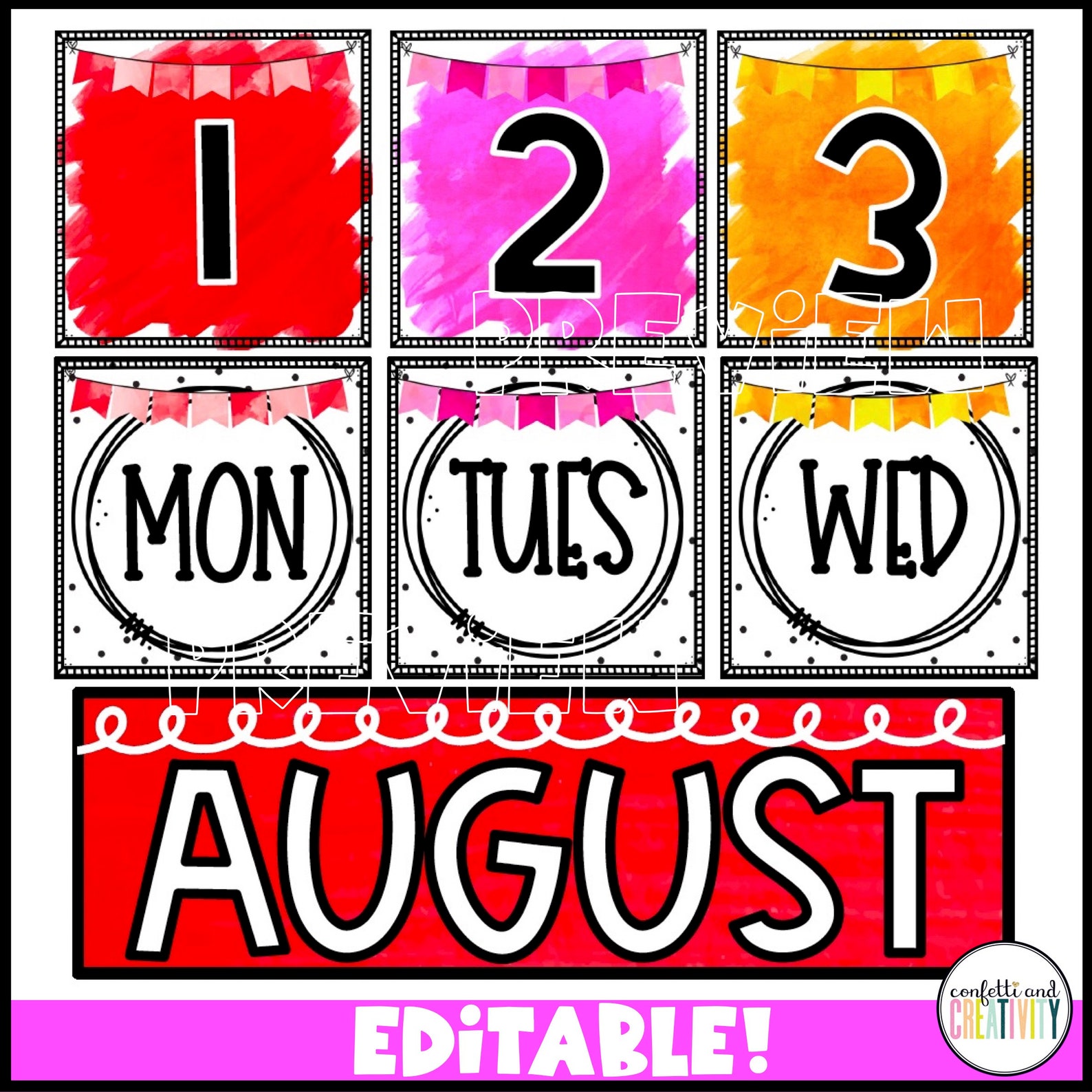 Watercolor Classroom Calendar Pack Pocket Chart Calendar - Etsy