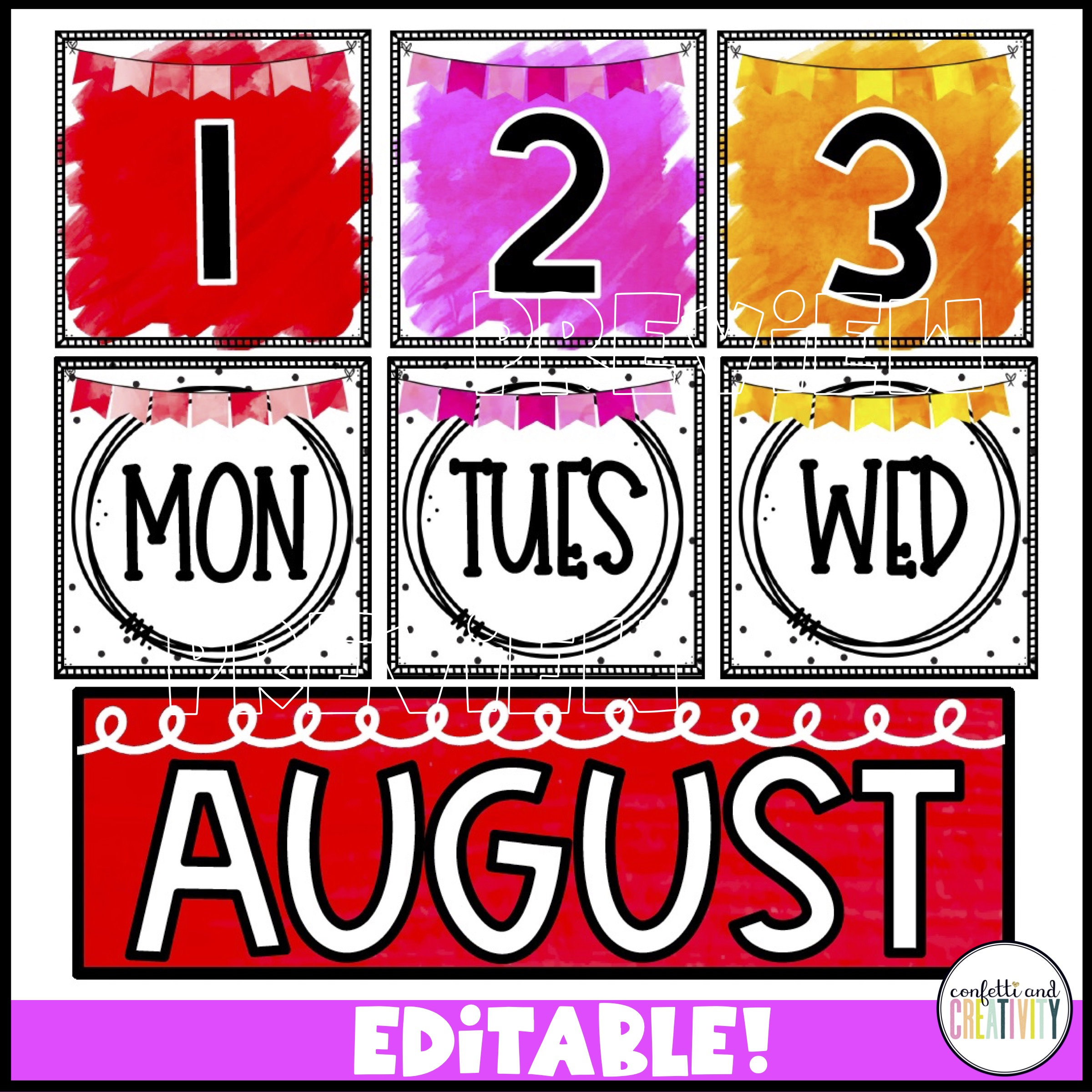 Watercolor Classroom Calendar Pack Pocket Chart Calendar - Etsy