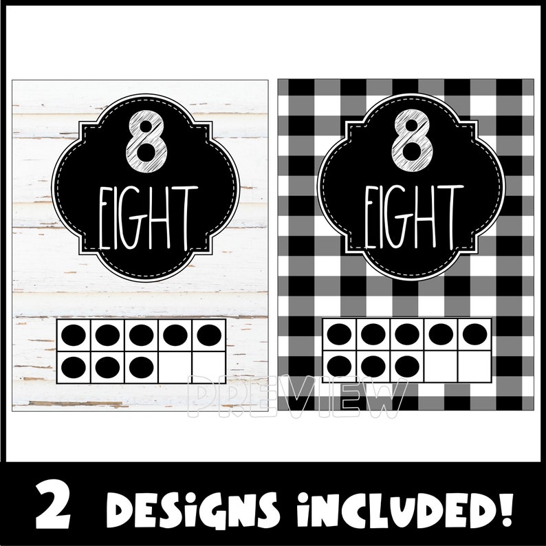 Classroom Number Posters With Ten Frames 0-20 Farmhouse - Etsy