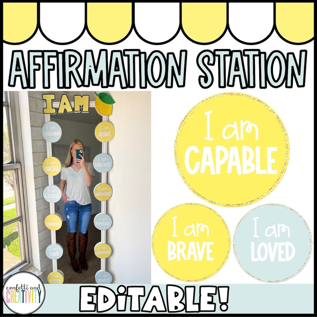 Lemon Farmhouse Classroom Affirmation Station (digital Download) - Etsy