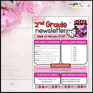 EDITABLE Valentine's Day Classroom Newsletter | Teacher Newsletter ...