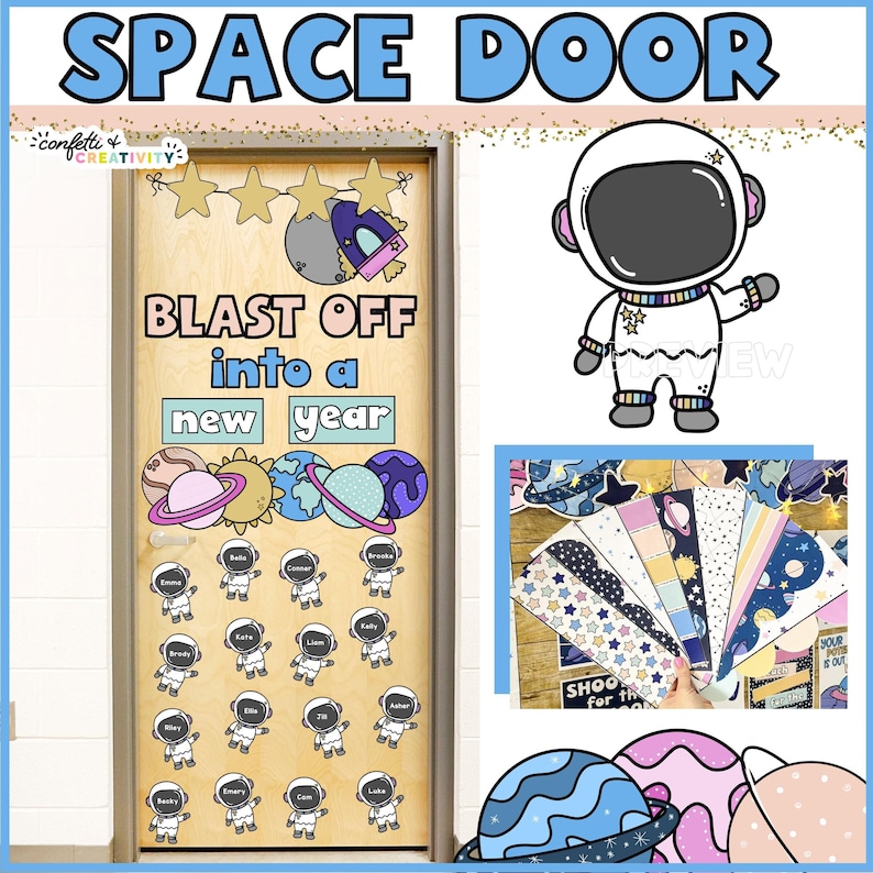 Space Classroom Door Decor Kit | Astronaut Classroom Theme | Printable ...