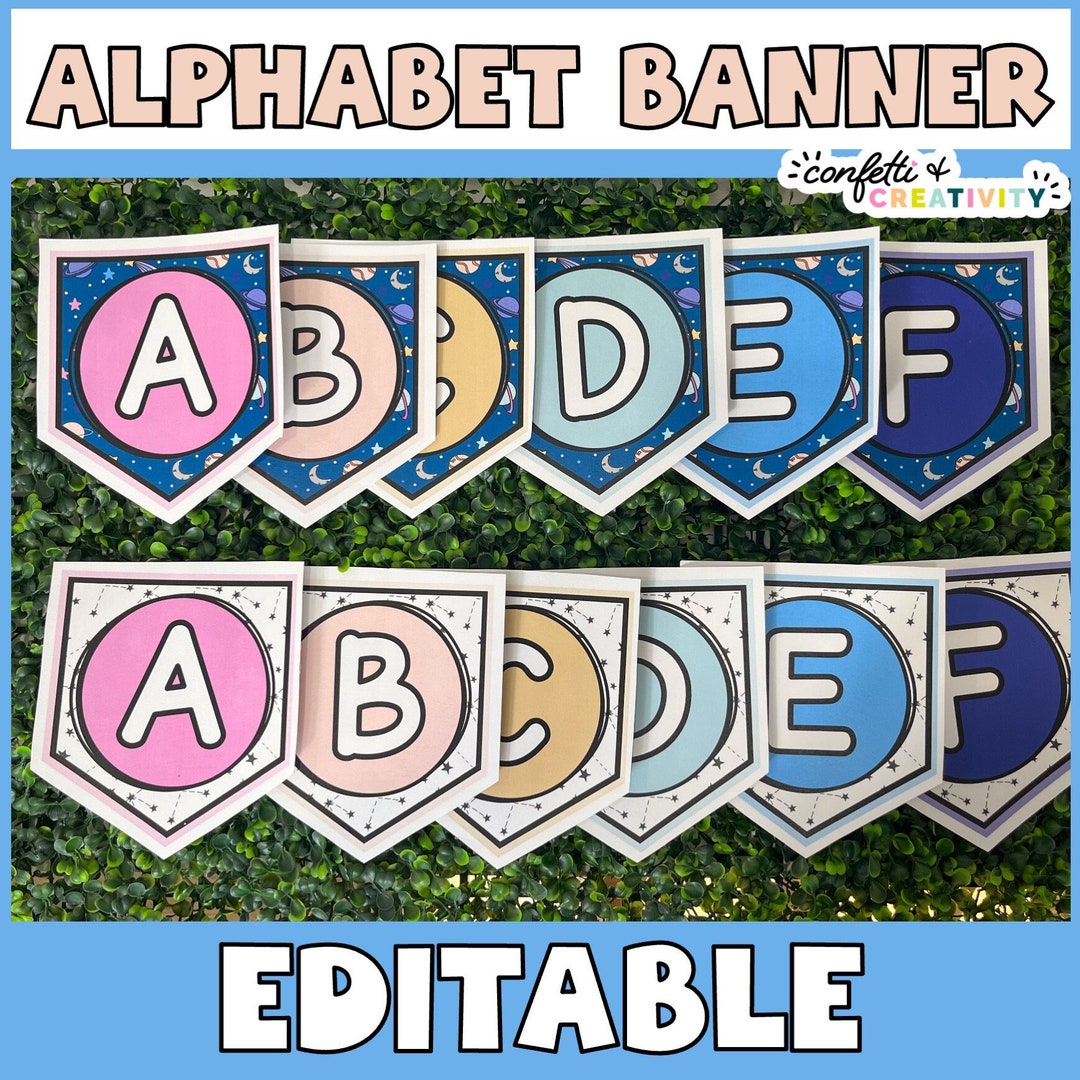 Space Alphabet Banner: Classroom Decor, ABC Bunting (digital Download ...