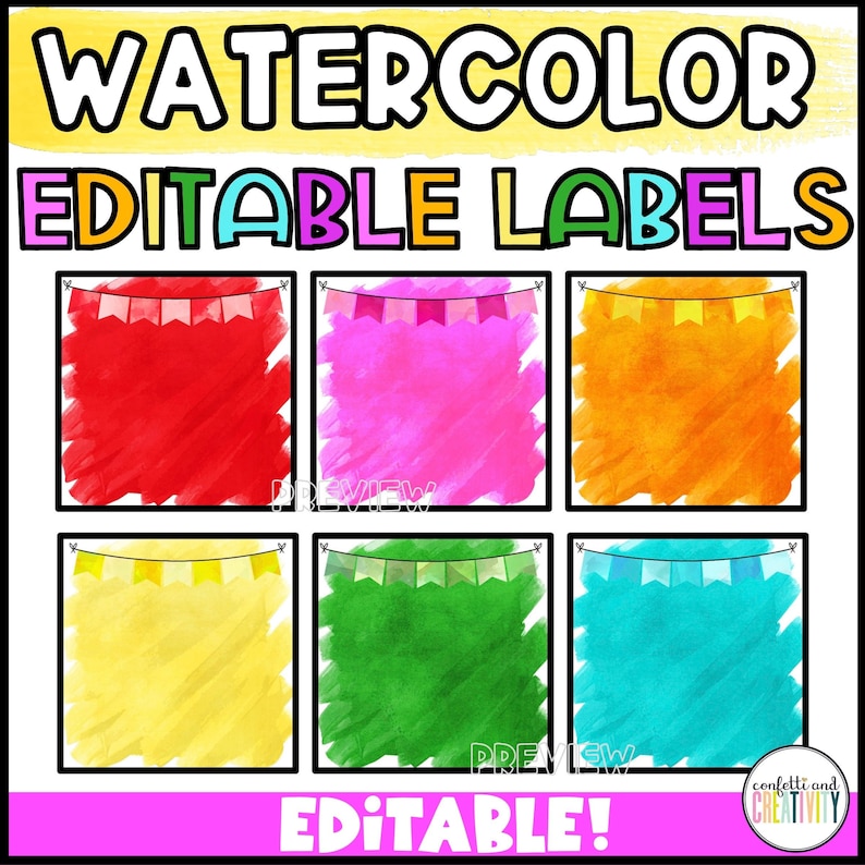 Editable Classroom Labels: Printable Colorful Decor (digital Download ...