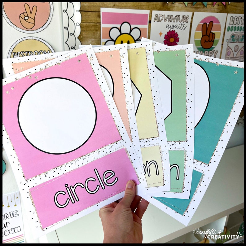 2d And 3d Shapes Posters For The Classroom Retro Classroom Etsy