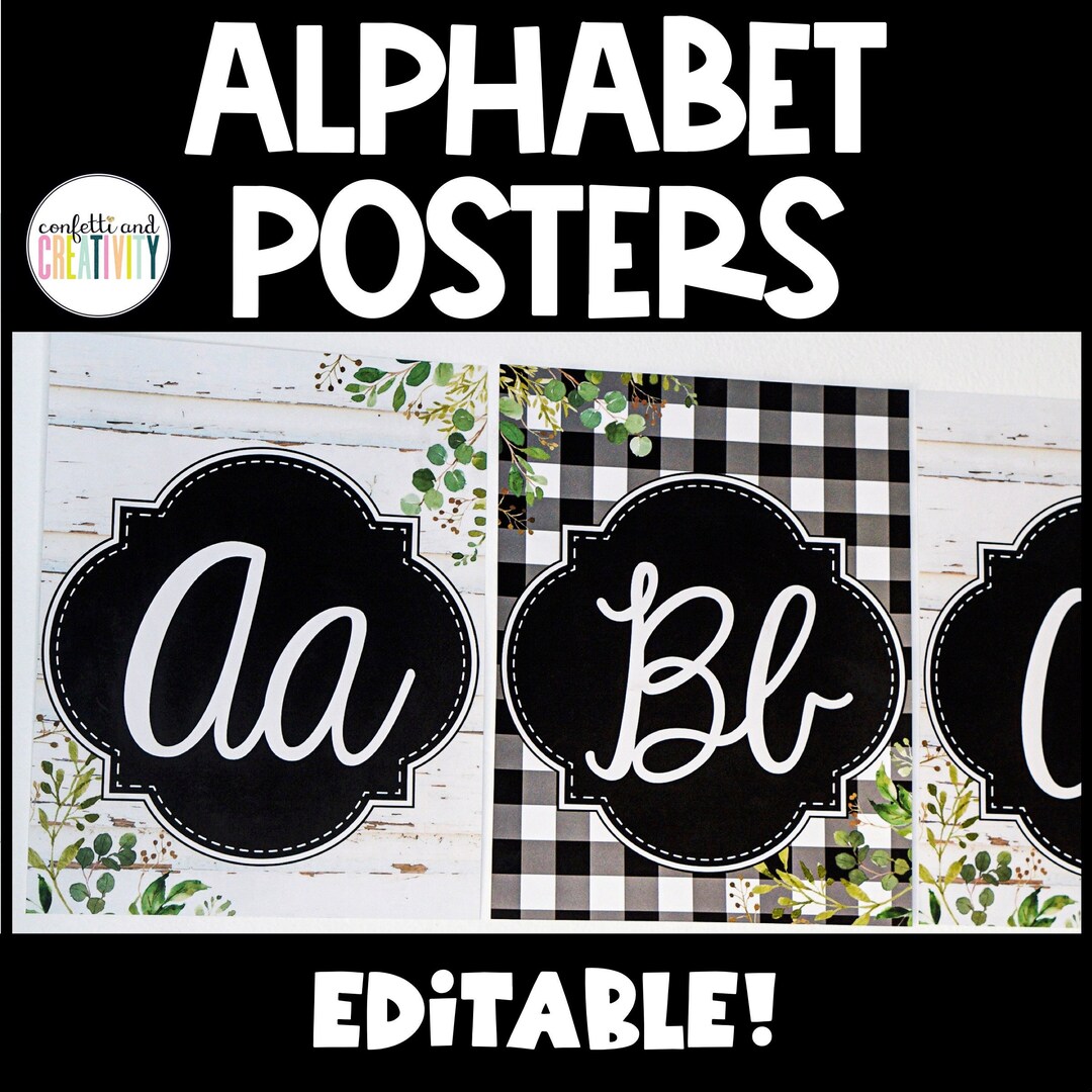 Farmhouse Classroom Alphabet Posters: Shiplap, Plaid (digital Download ...
