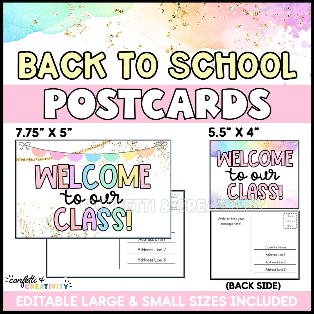 Pastel Classroom Postcards for Students | Colorful Student Mail ...