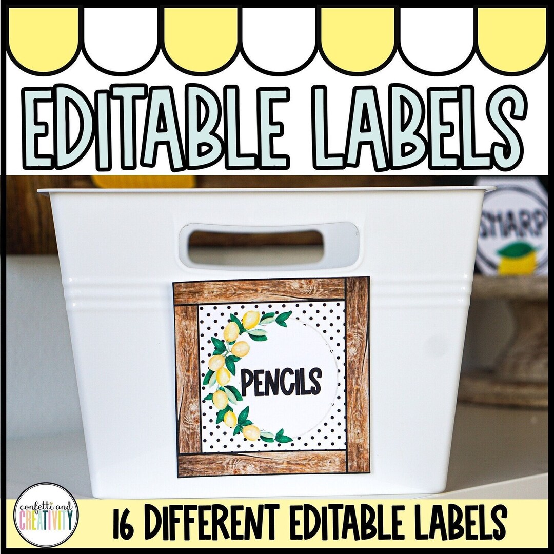 Editable Classroom Labels | Lemon Classroom Labels | Lemon Farmhouse ...