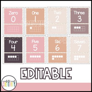Classroom Number Posters With Ten Frames 0-20 | Boho Neutral Classroom ...