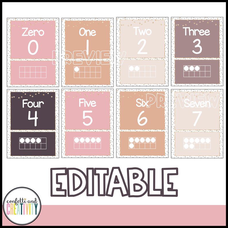 Boho Classroom Ten Frames Number Posters 0-20 (digital Download) - Etsy
