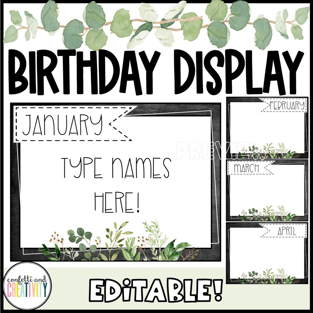 Modern Farmhouse Classroom Birthday Display | Classroom Birthday Board ...