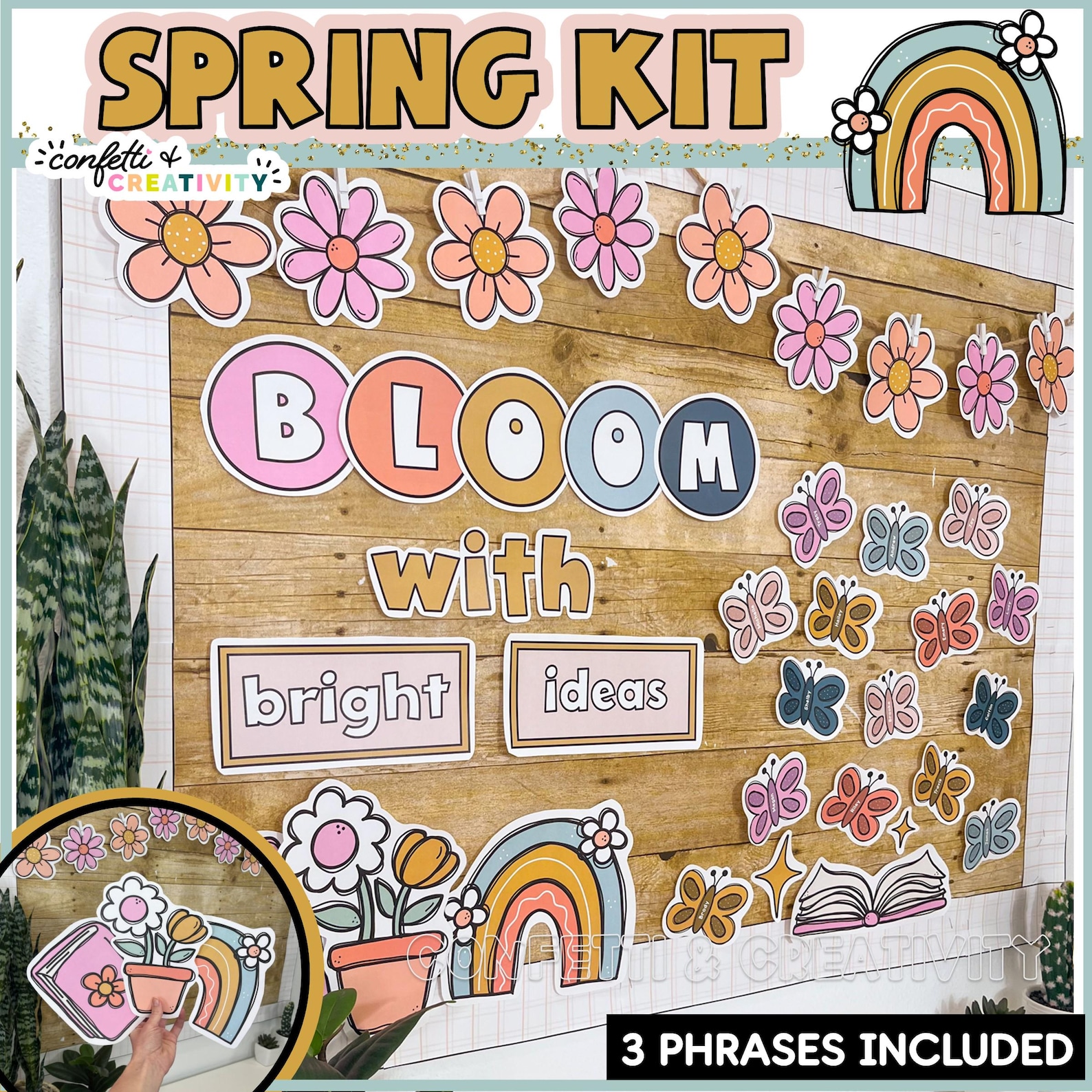 Spring Classroom Bulletin Board Kit: Flowers, Butterflies (digital ...