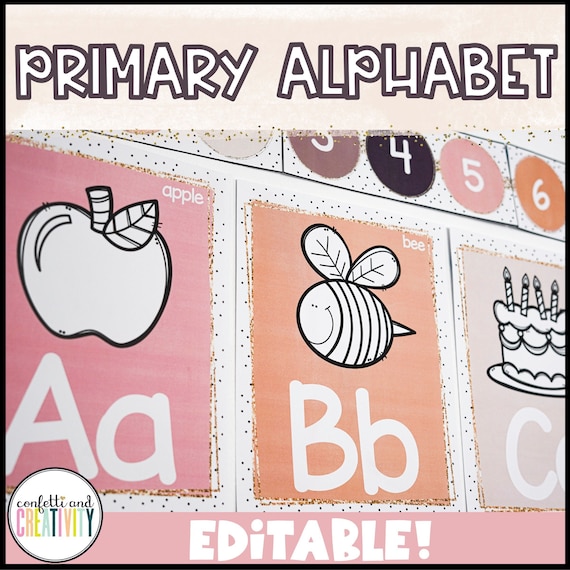 Boho Neutral Classroom Alphabet Posters Alphabet Display - Etsy