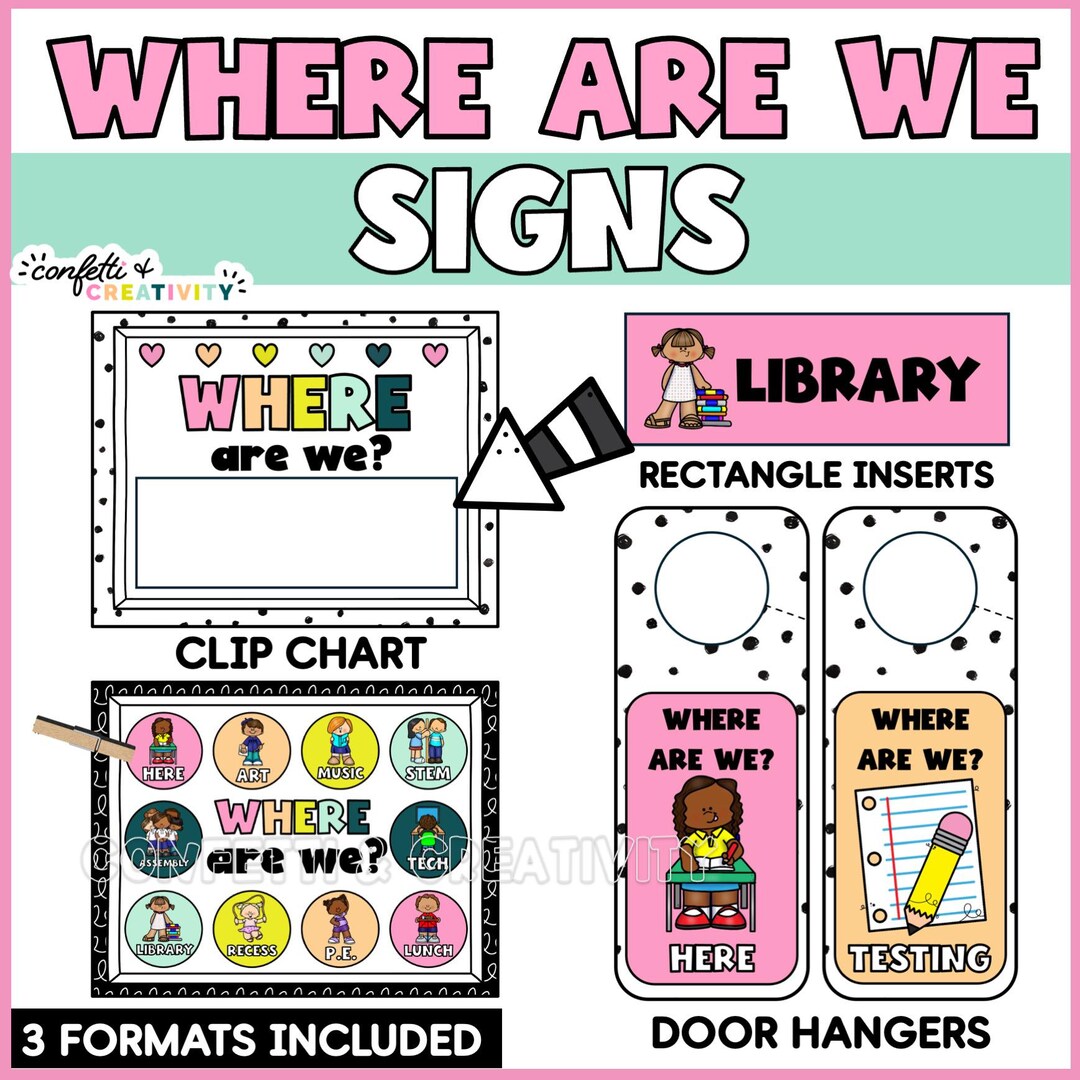 Bright Where Are We Classroom Door Signs: Editable, Colorful Decor ...