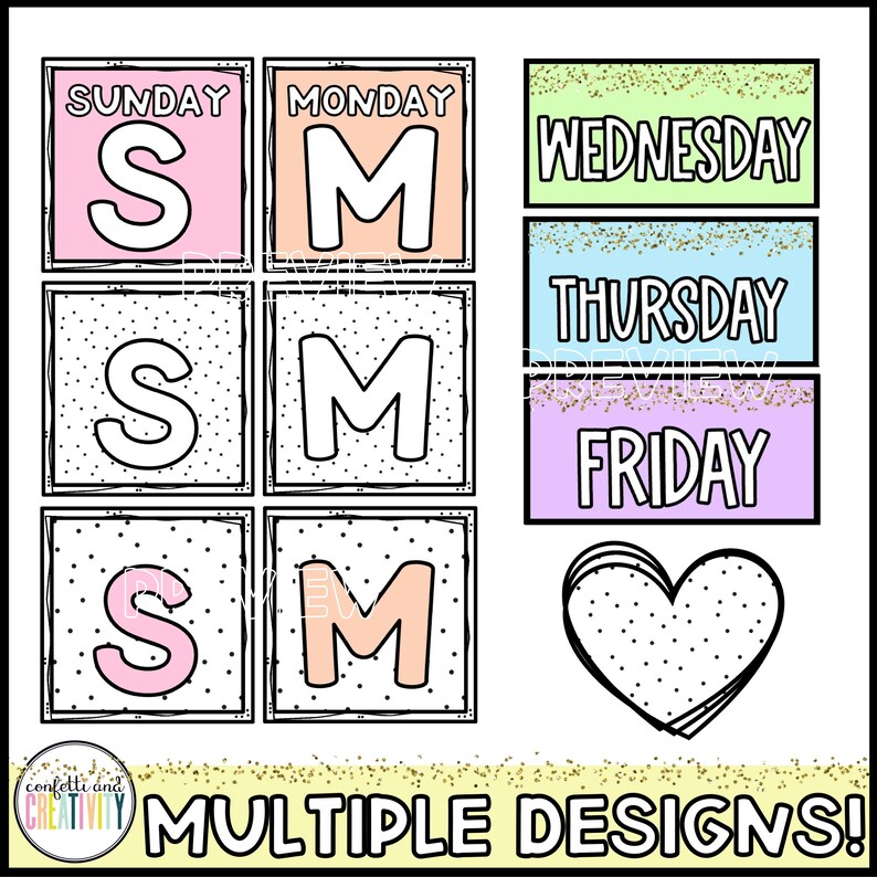 Pastel Classroom Calendar Pack Pocket Chart Calendar Cards - Etsy