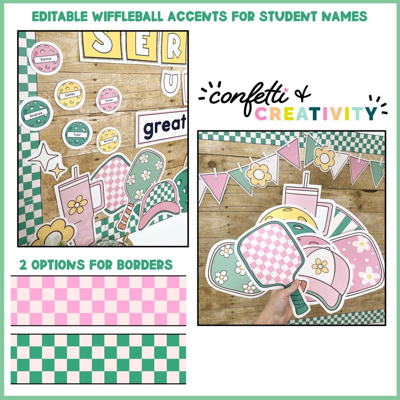 Pickleball Classroom Bulletin Board Kit: Back to School Decor (digital ...