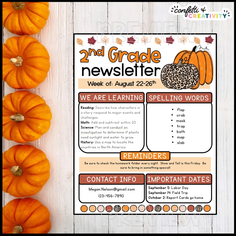Editable Fall Classroom Newsletter Template (digital Download) - Etsy