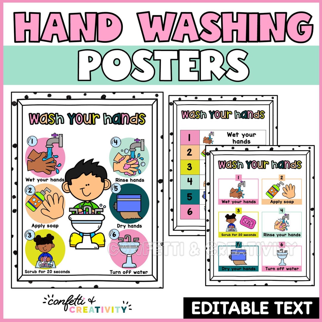 Hand Washing Posters Printable | Classroom Hygiene Charts | Bathroom ...