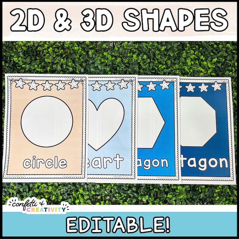 Blue 2D & 3D Shapes Posters: Elementary Classroom Decor (digital ...